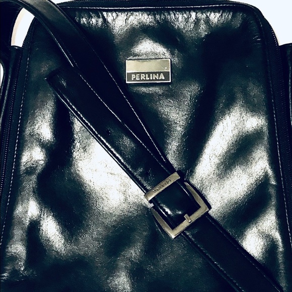 Perlina Black Leather Purse